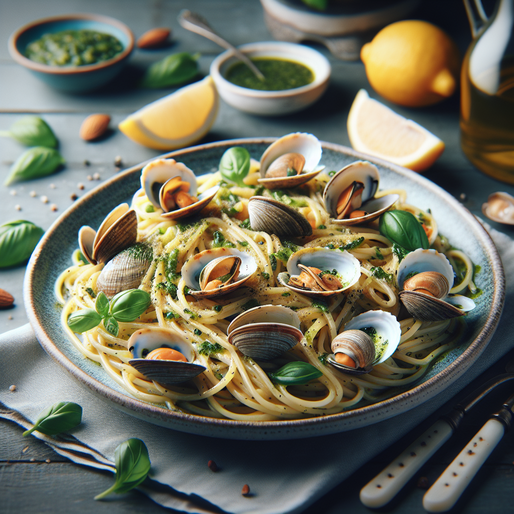 Spaghetti with Lemon Pesto and Clams - A Fresh Twist