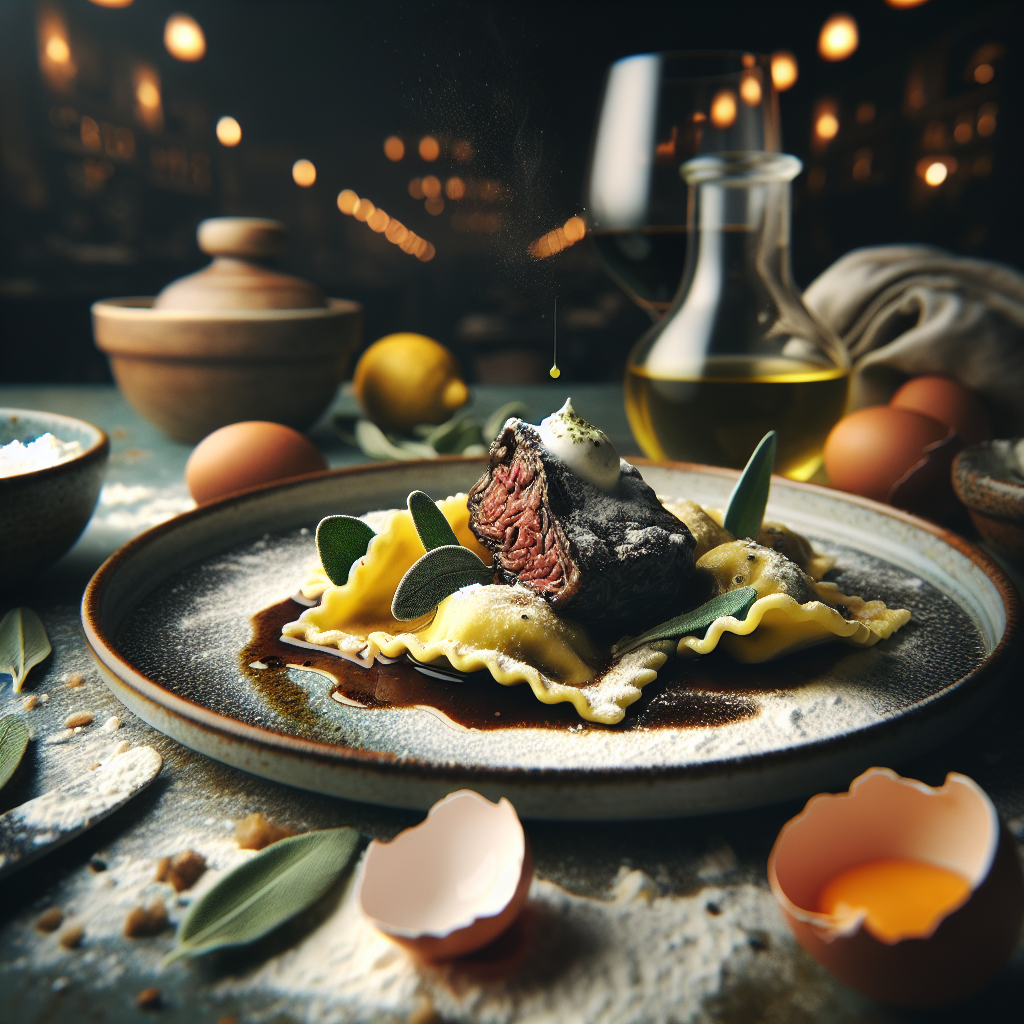 Beef Rib Stuffed Ravioli with Lemon Foam | Italian Recipes - Italian ...